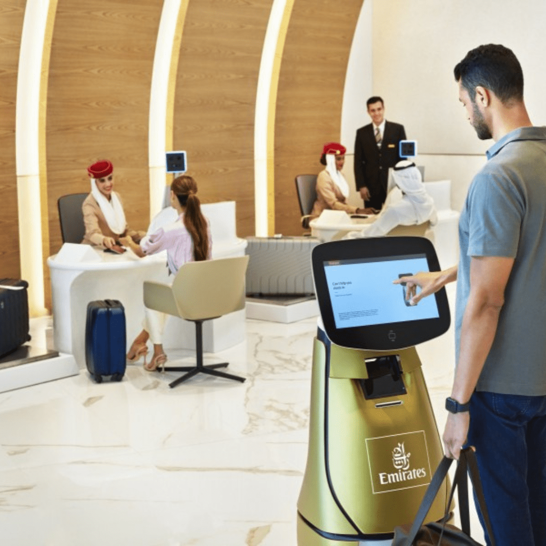 Emirates introduces world’s first robot check-in assistant - Blue ...